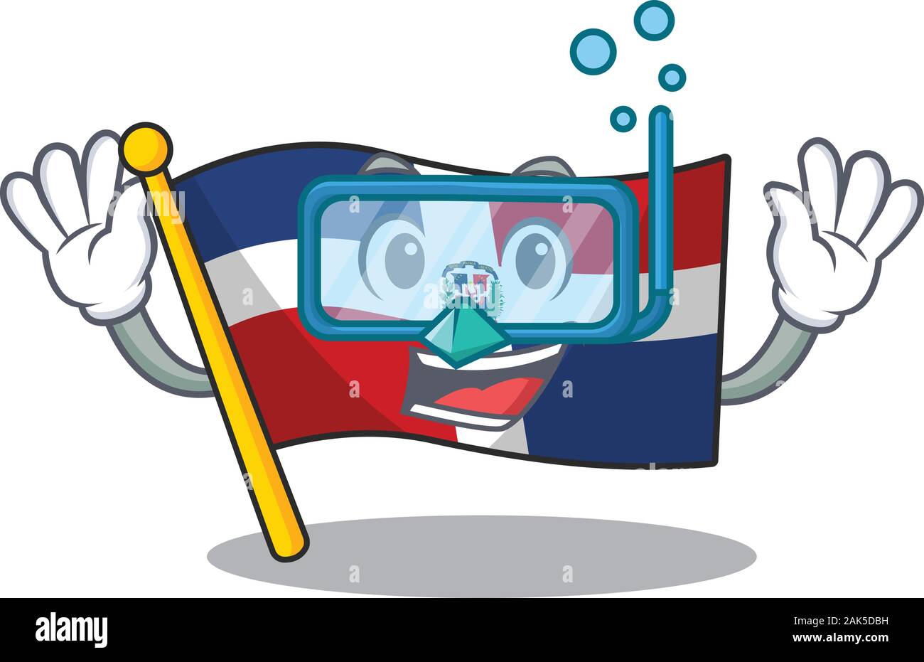 cartoon character of flag dominican republic wearing Diving glasses ...