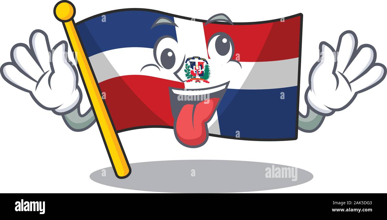 Flag dominican republic Cartoon character style with a crazy face Stock ...