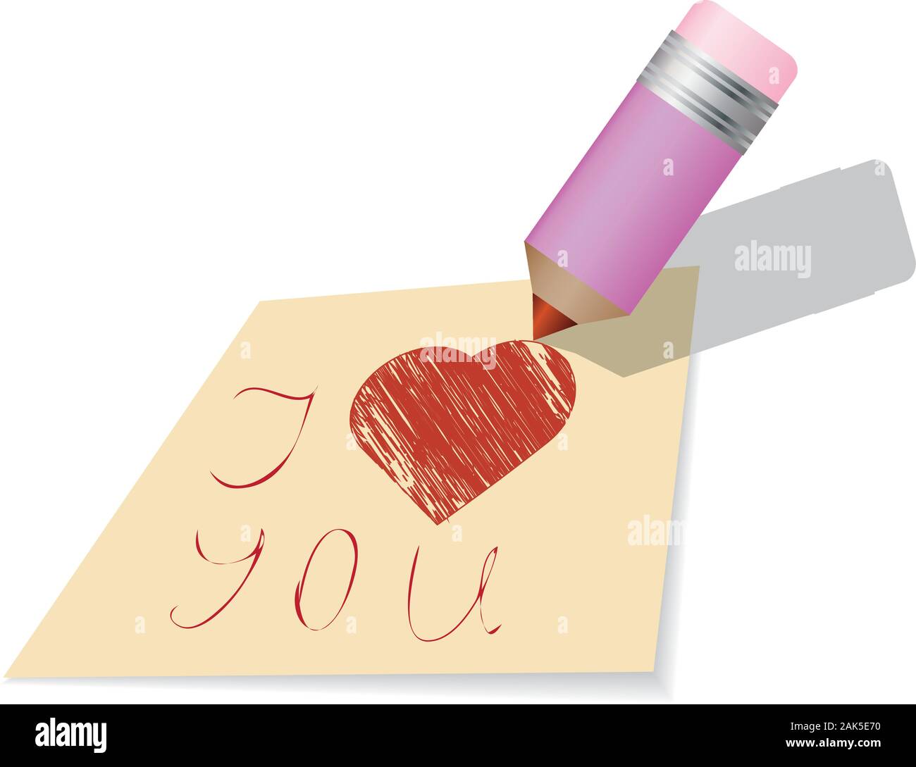 Illustration of love you paper note with heart Stock Vector Image & Art ...