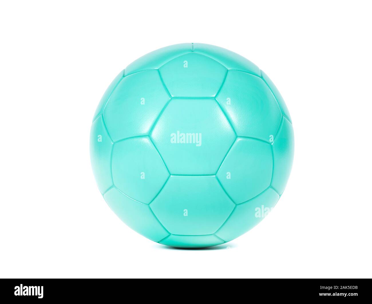Isolated green football or soccer ball centered on a white background ...