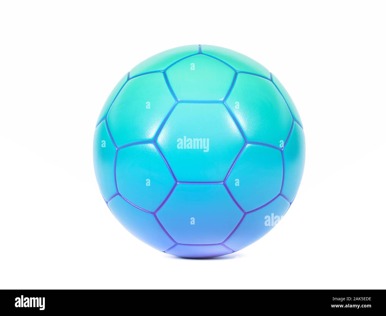 Isolated football or soccer ball with purple to green gradient centered ...