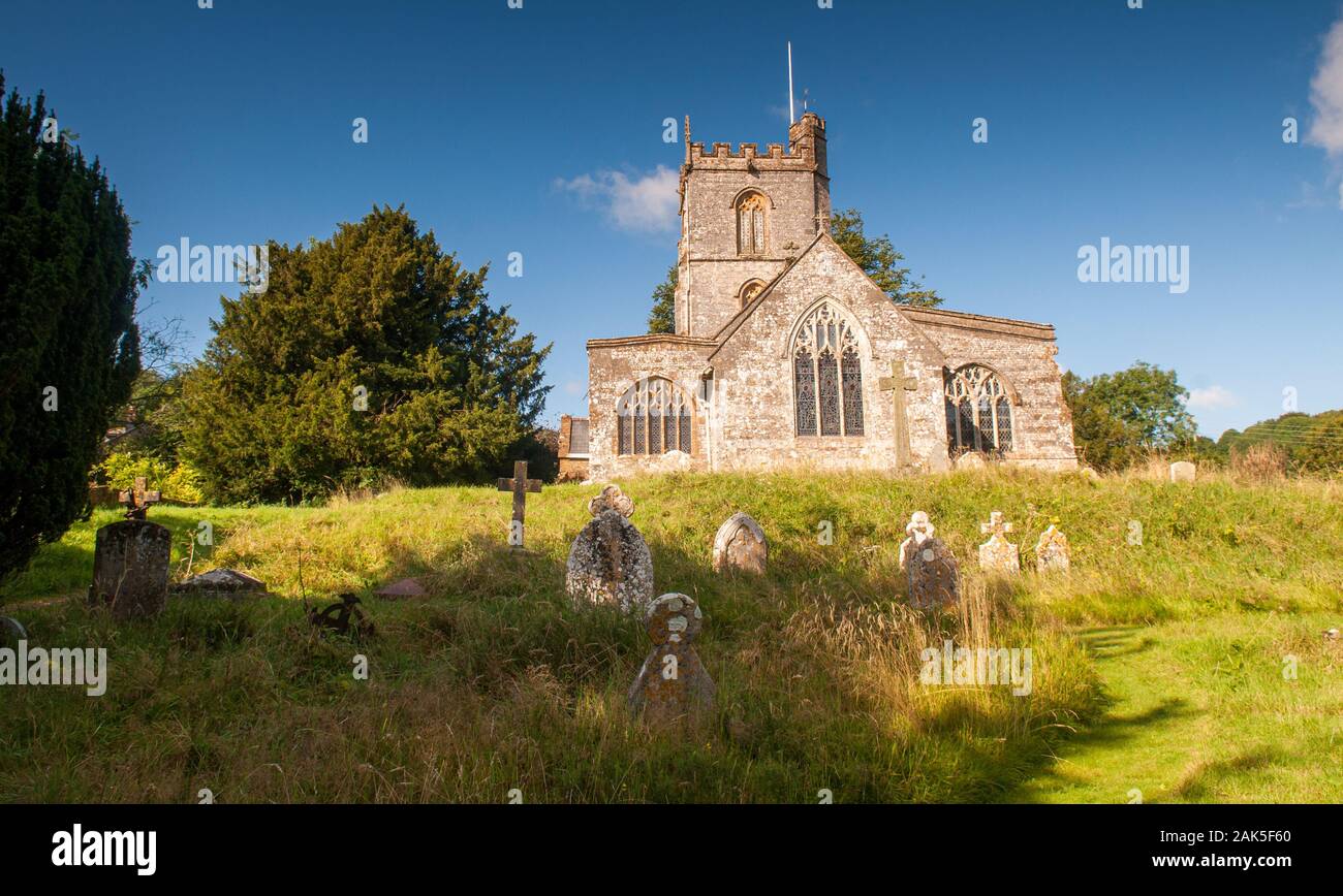 Dorset, England, UK - August 26, 2012: Sun shines on the traditional ...
