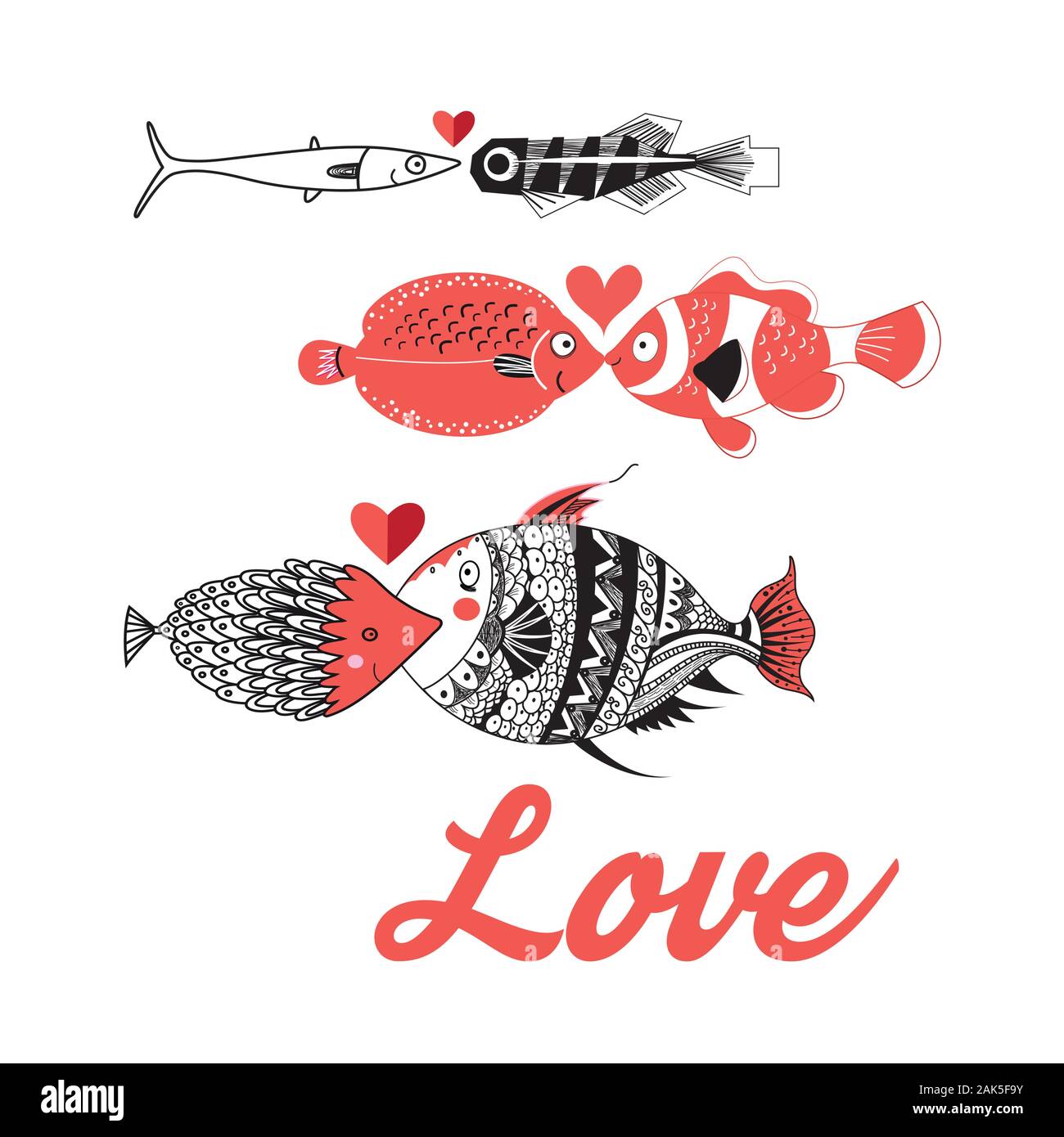 Greeting background with vector fish in love Stock Vector Image & Art ...