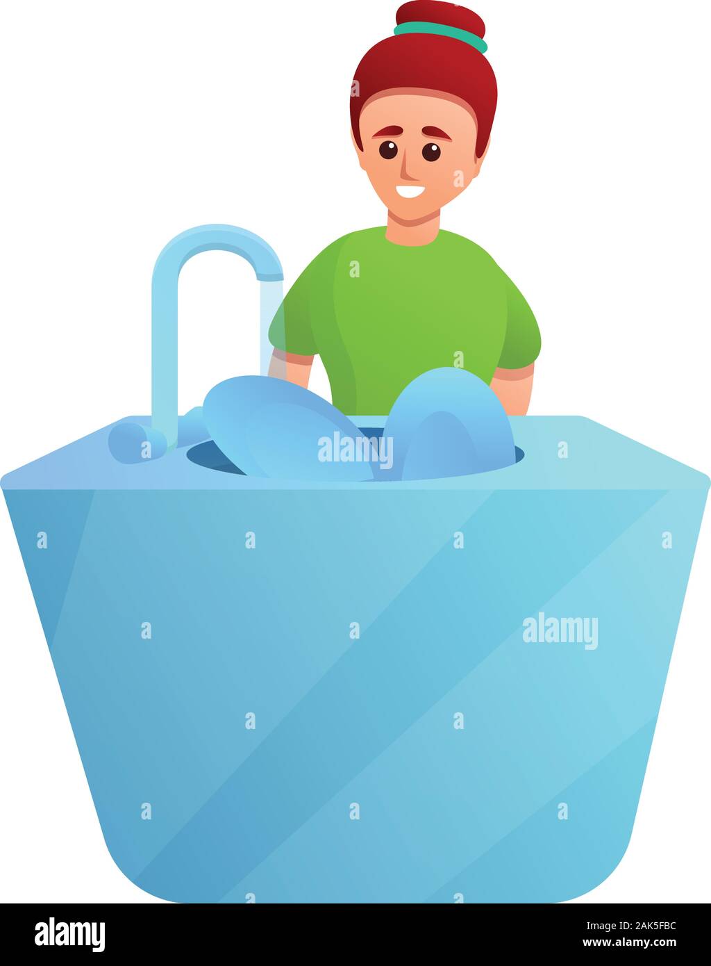 Girl wash dishes icon. Cartoon of girl wash dishes vector icon for web ...