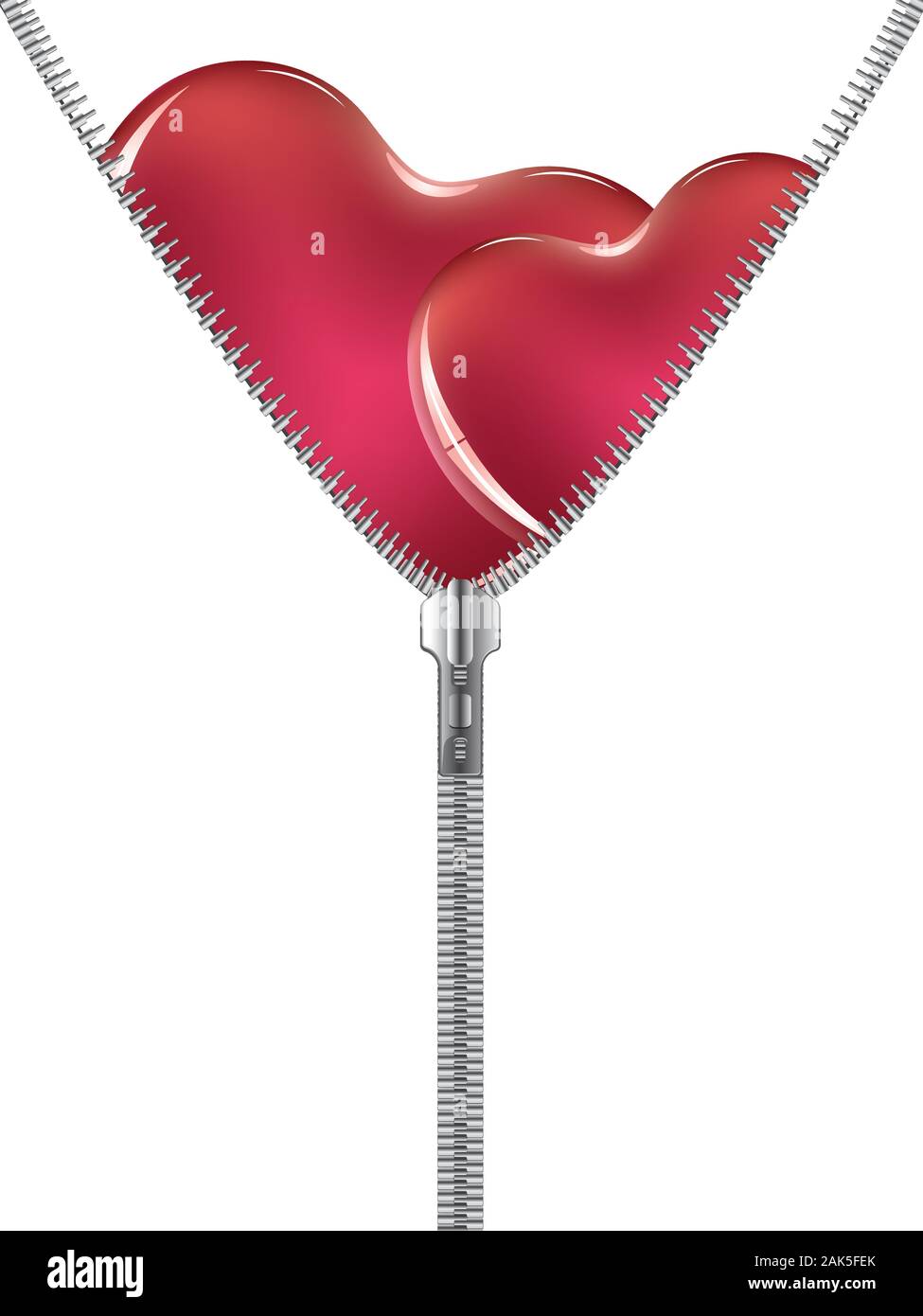 Zipper opening to reveal a soft glossy red heart Stock Vector Image ...