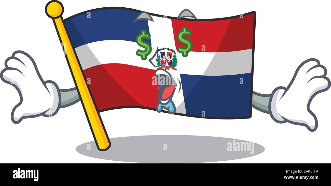 Happy rich flag dominican republic with Money eye cartoon character ...
