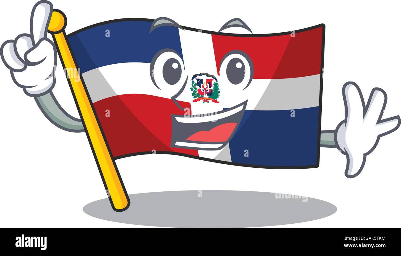 One Finger flag dominican republic in mascot cartoon character style ...