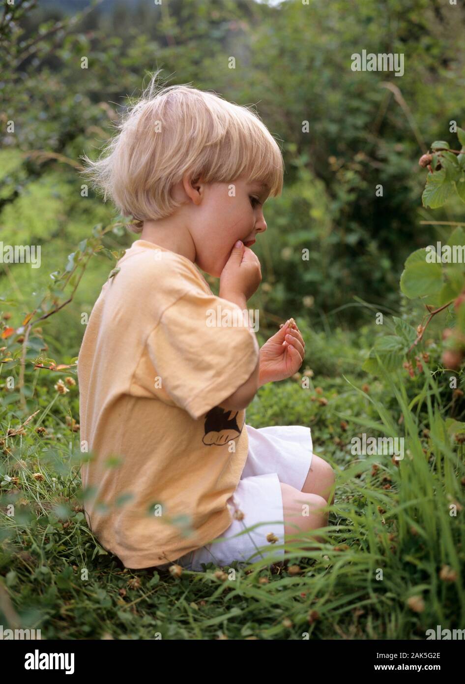 A child eating berry Stock Photo - Alamy