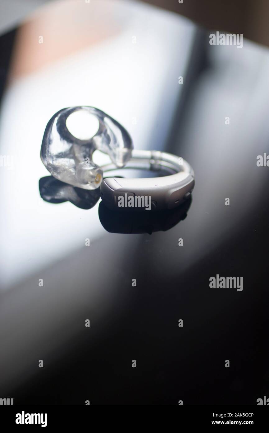 Modern digital hearing aid for deafness and deaf people Stock Photo - Alamy