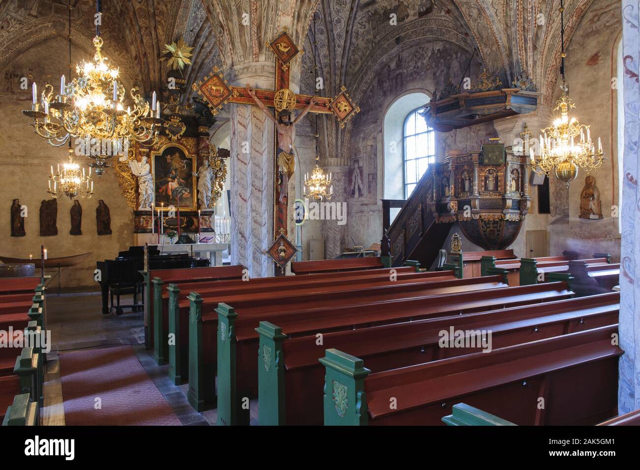 Glanshammar: Blick in die Dorfkirche, Schweden Sueden | usage worldwide ...