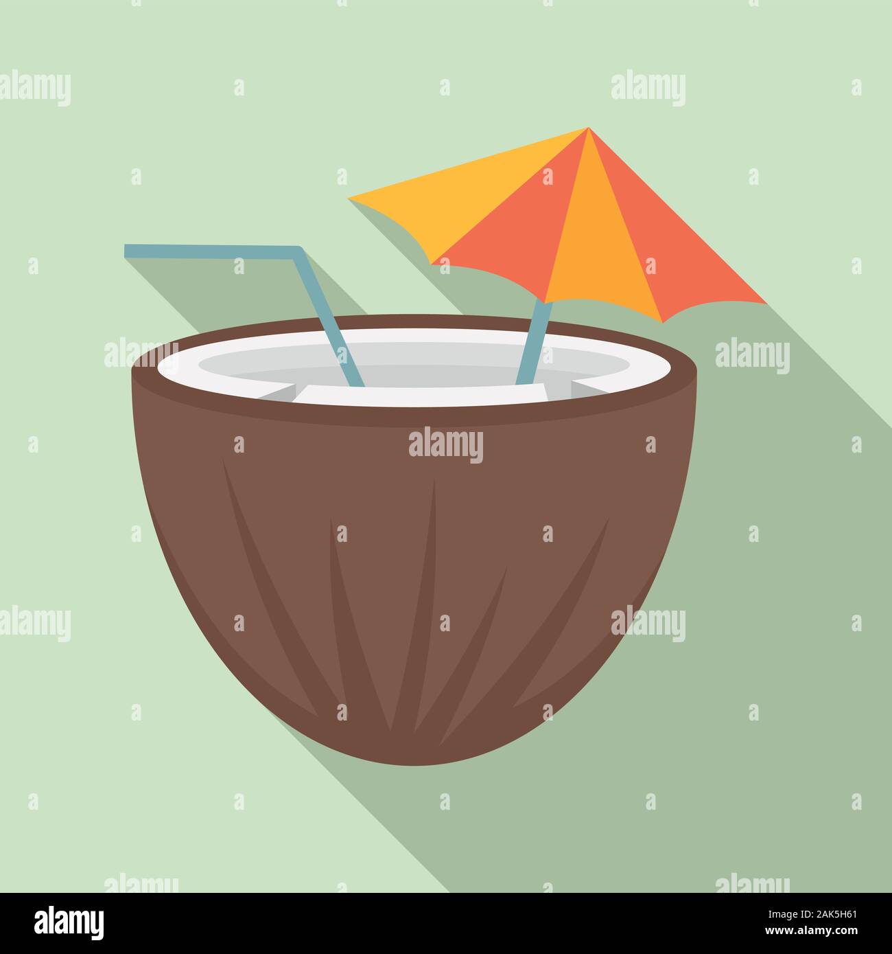 Coconut cocktail icon. Flat illustration of coconut cocktail vector ...