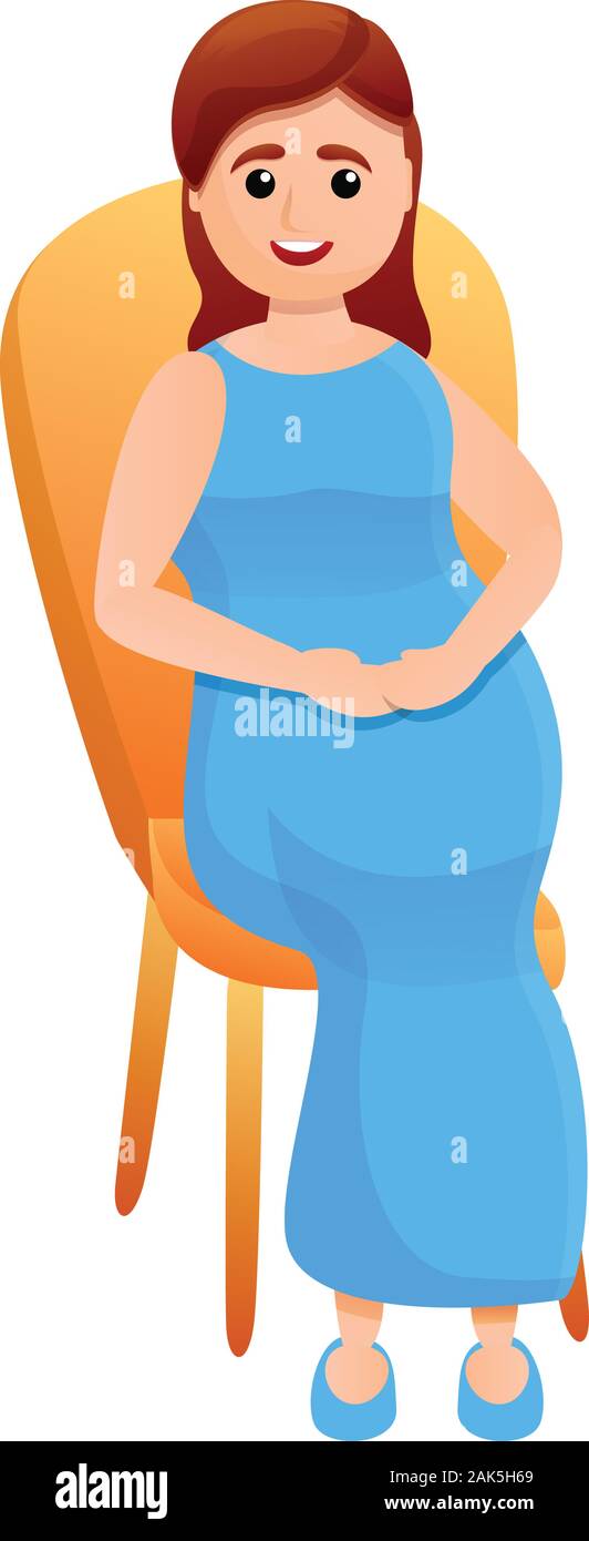 Pregnant girl on a chair icon. Cartoon of pregnant girl on a chair ...