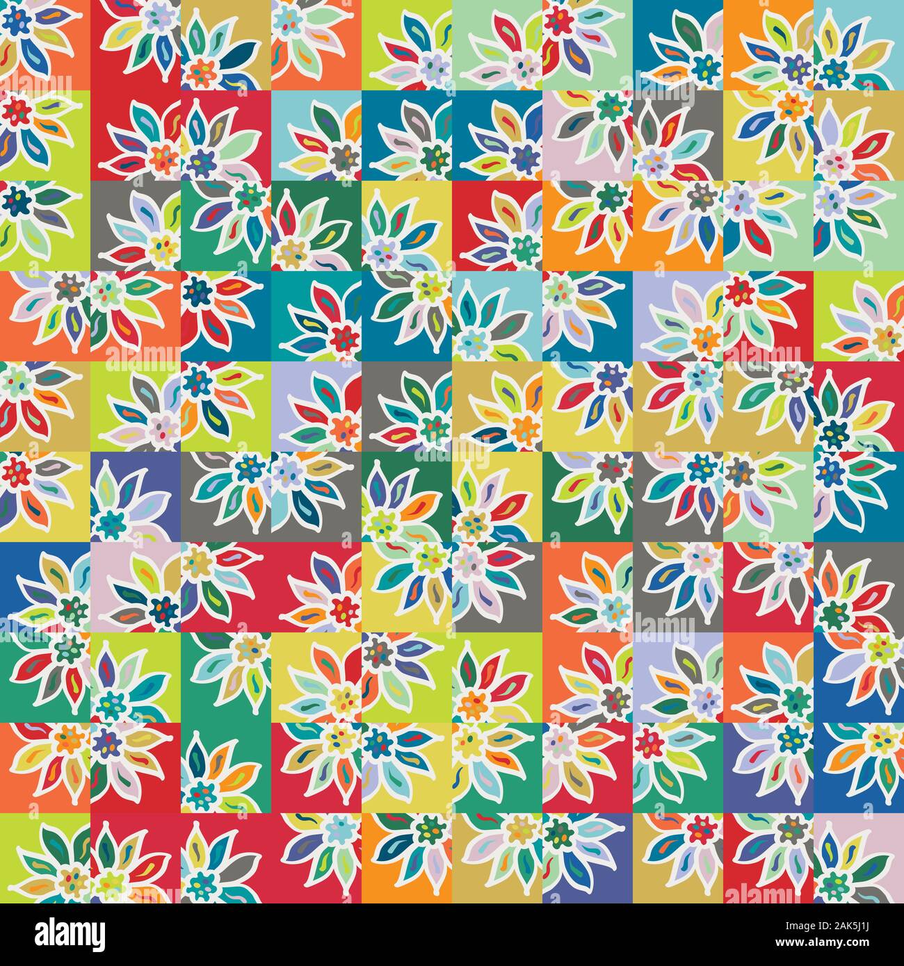 Funky stylized rainbow geo floral micro pattern Stock Vector Image ...