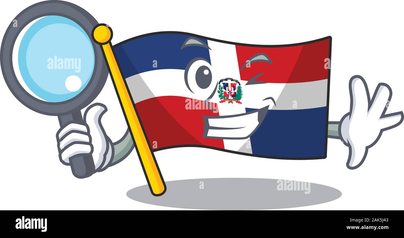Cool and Smart flag dominican republic Detective cartoon mascot style ...