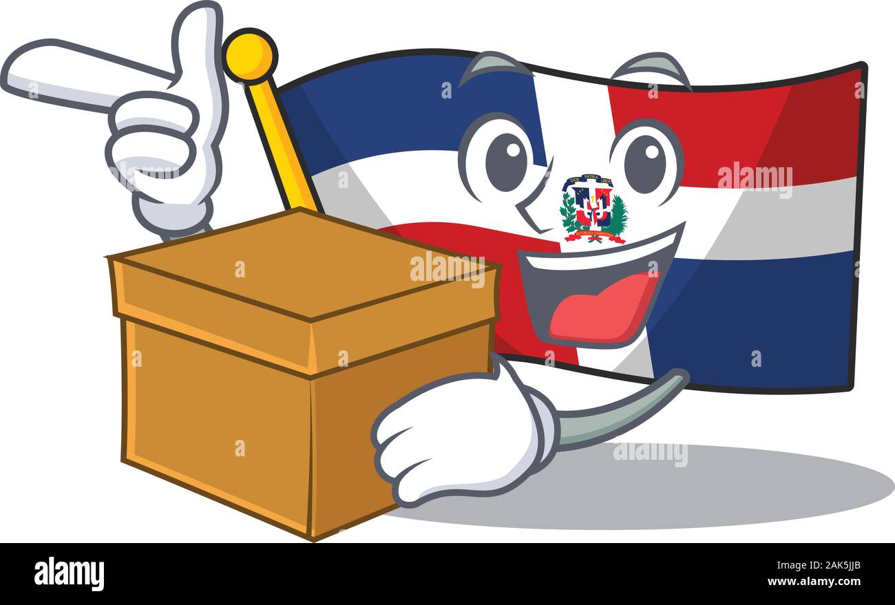 Cute flag dominican republic cartoon character having a box Stock ...