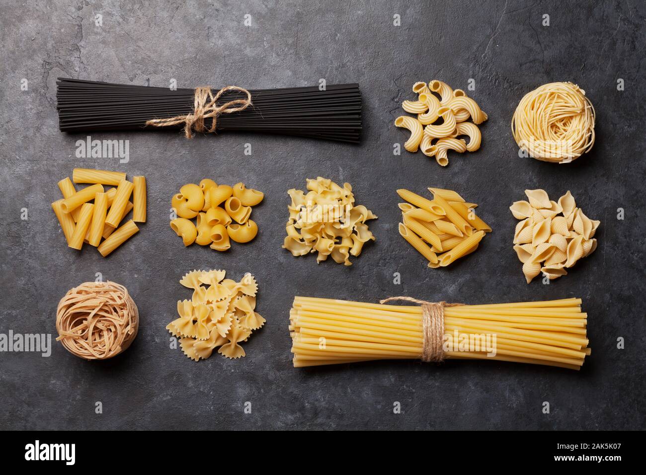 Various pasta. Top view flat lay Stock Photo - Alamy