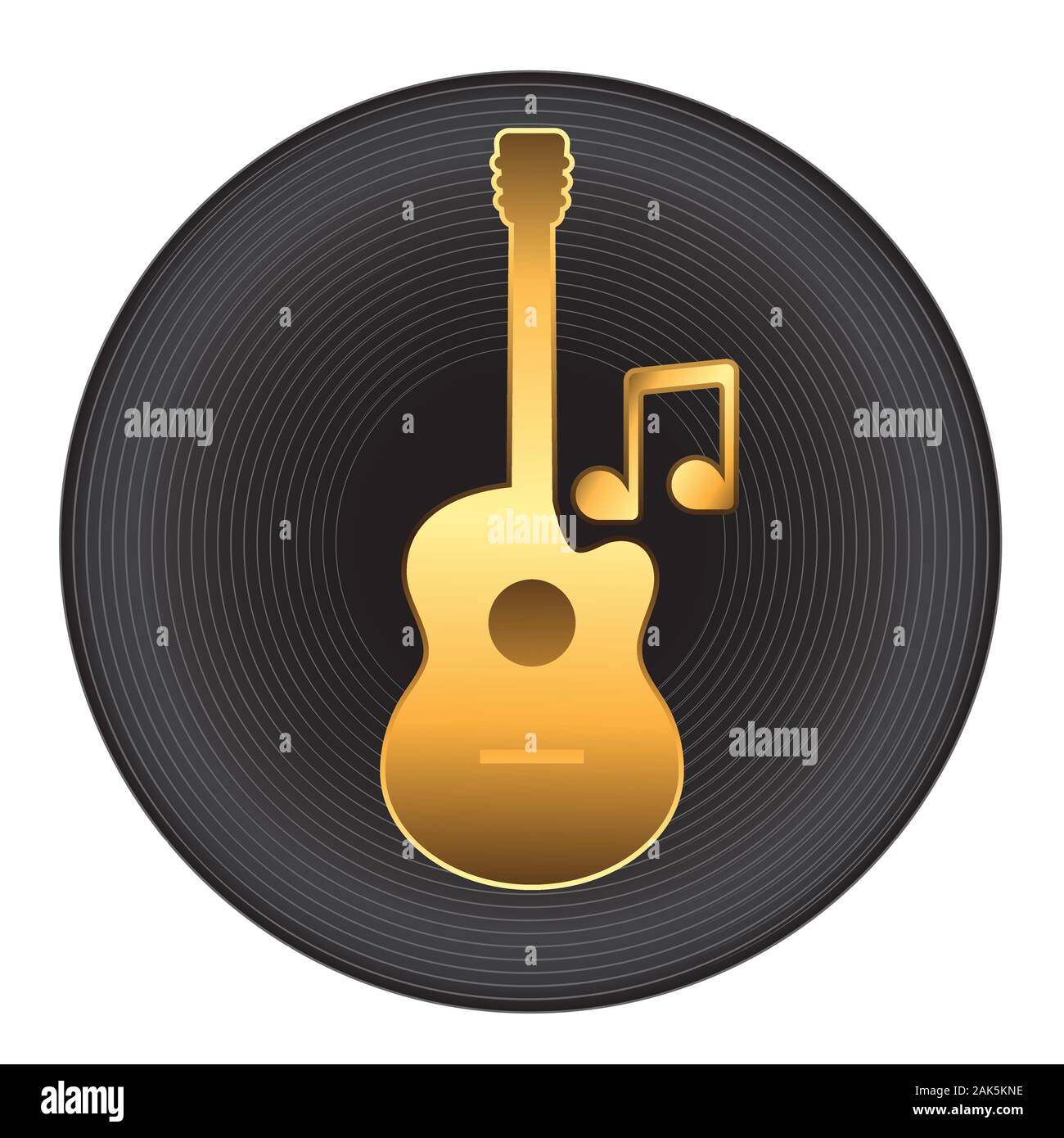 Logo guitar note plate gold on isolated background. Vector image Stock ...
