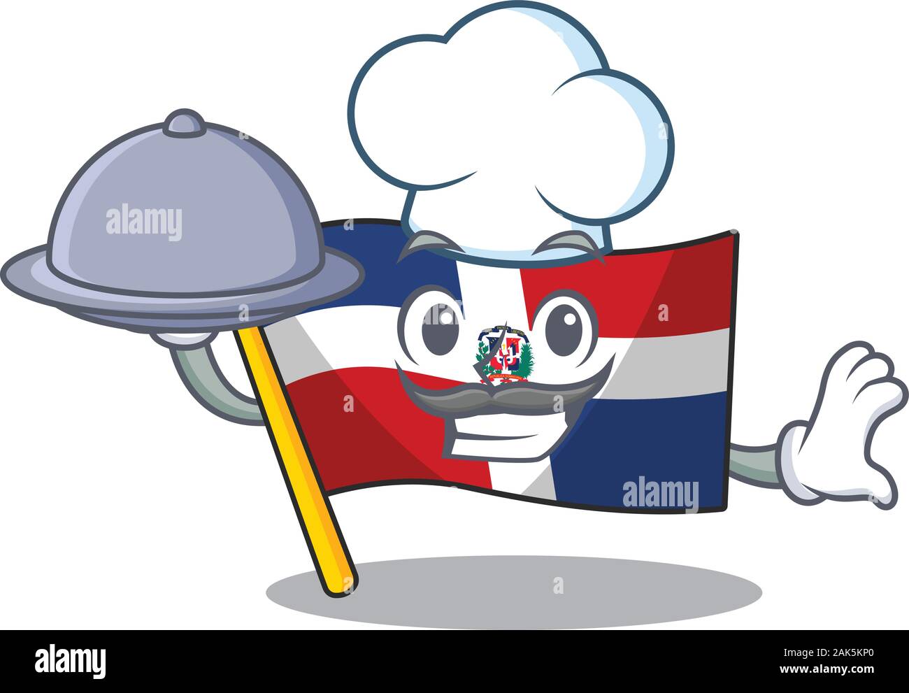 cartoon design of flag dominican republicas a Chef having food on tray ...