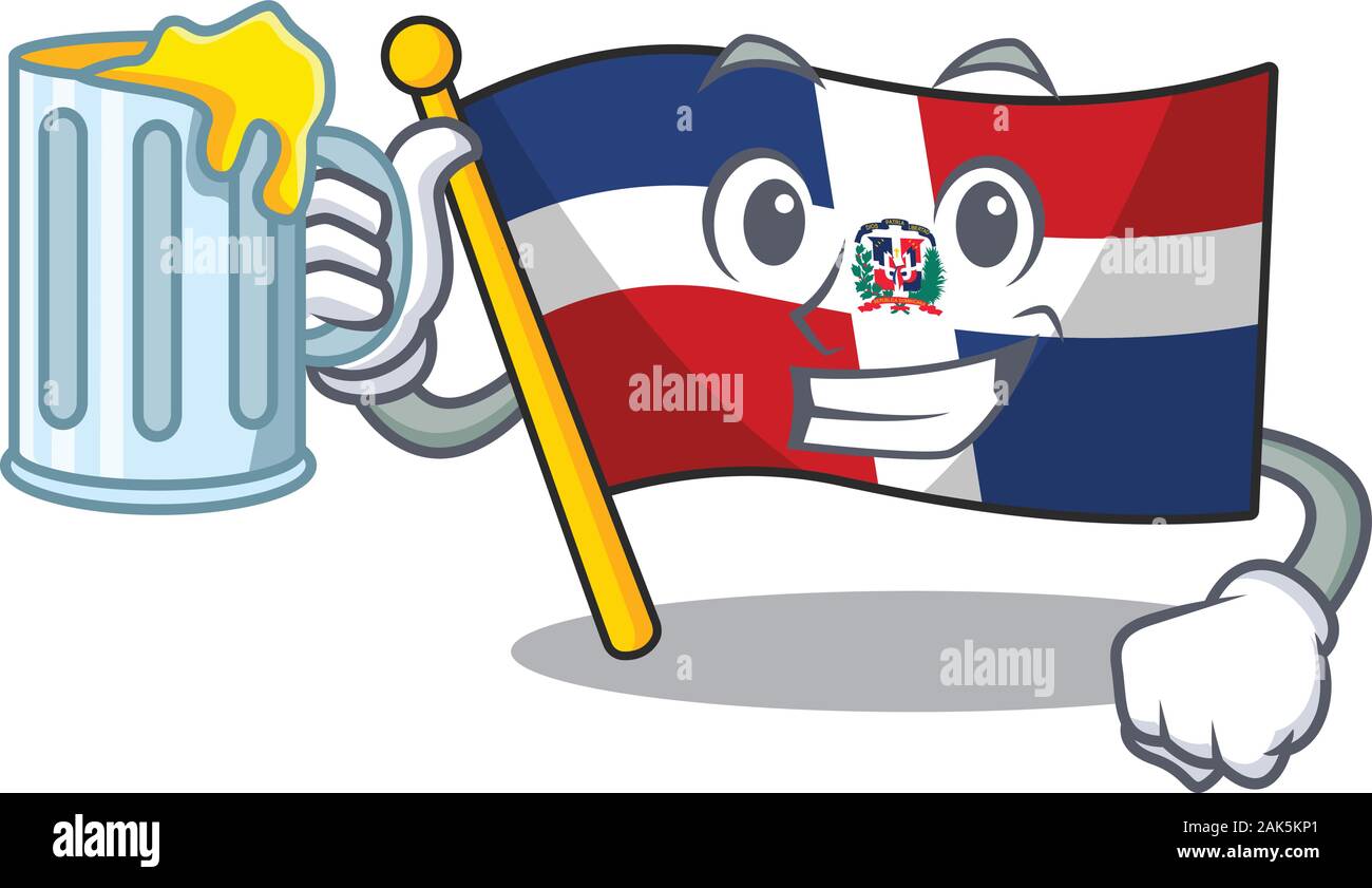 Happy flag dominican republic mascot design with a big glass Stock ...