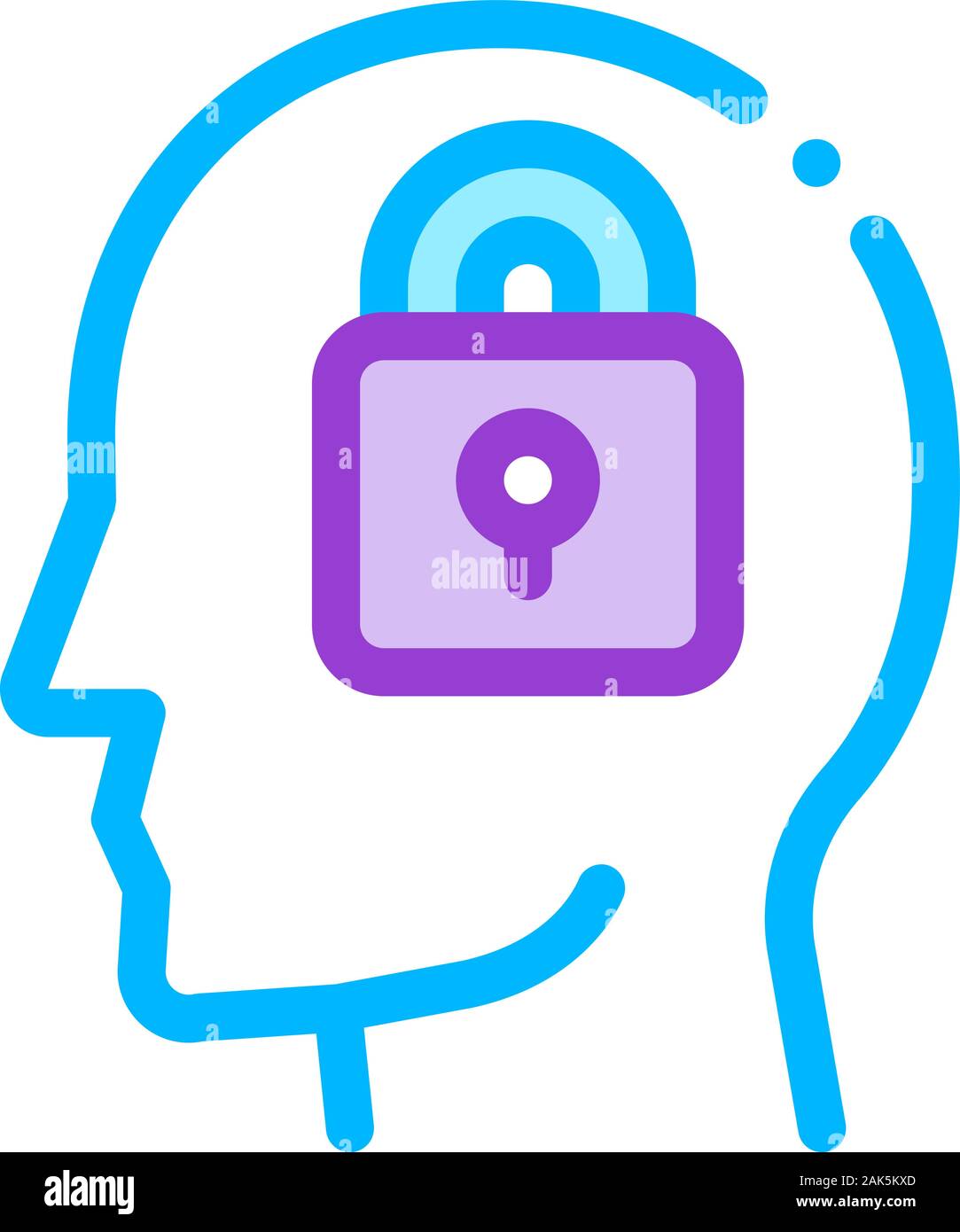 Locked Padlock In Man Silhouette Mind Vector Icon Stock Vector Image ...
