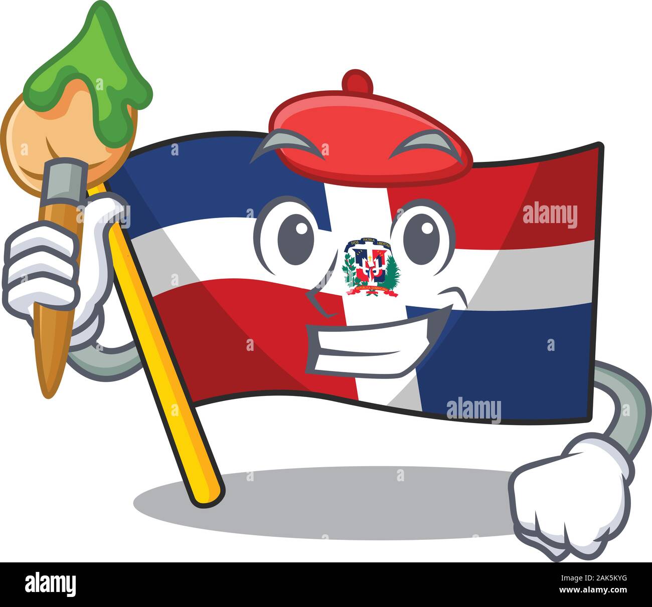 Cartoon character of flag dominican republic Artist with a brush Stock ...