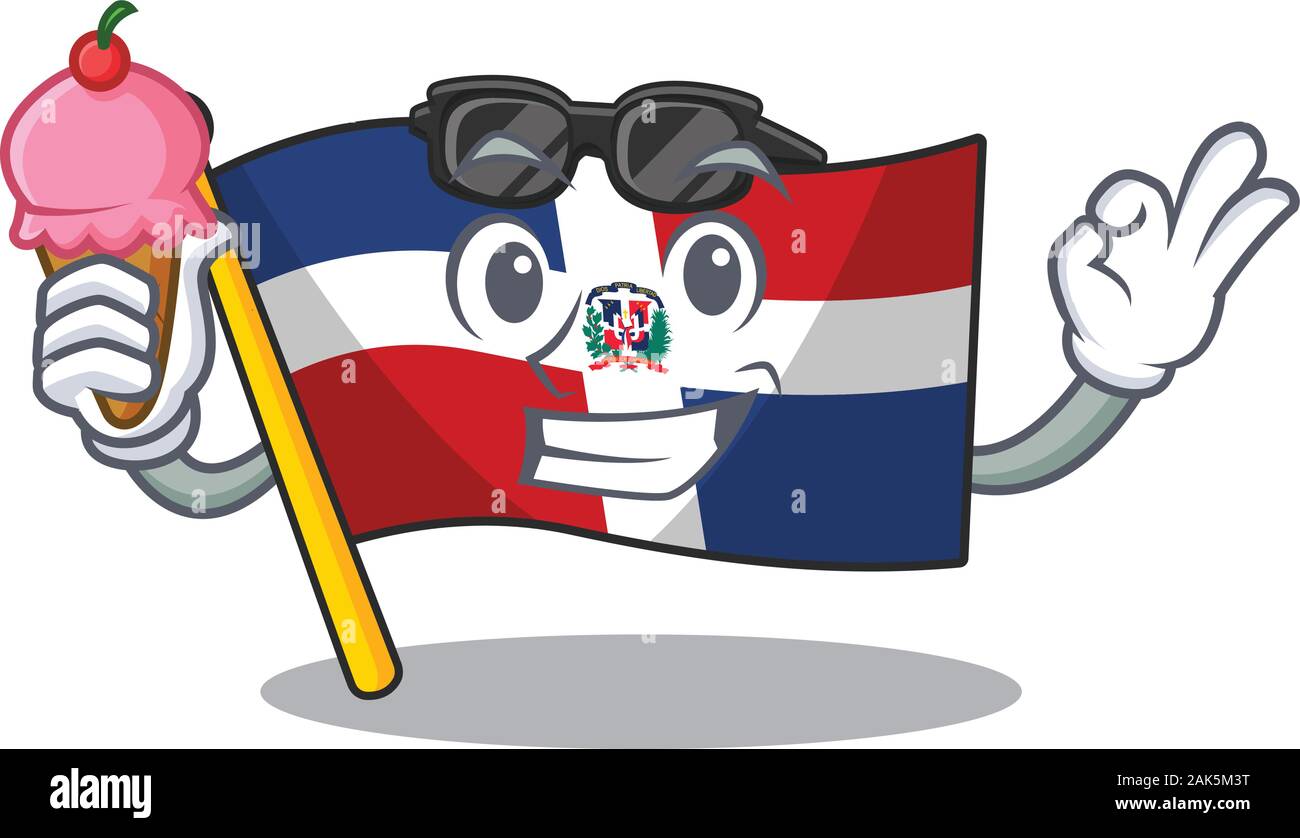 Flag dominican republic mascot cartoon design with ice cream Stock ...