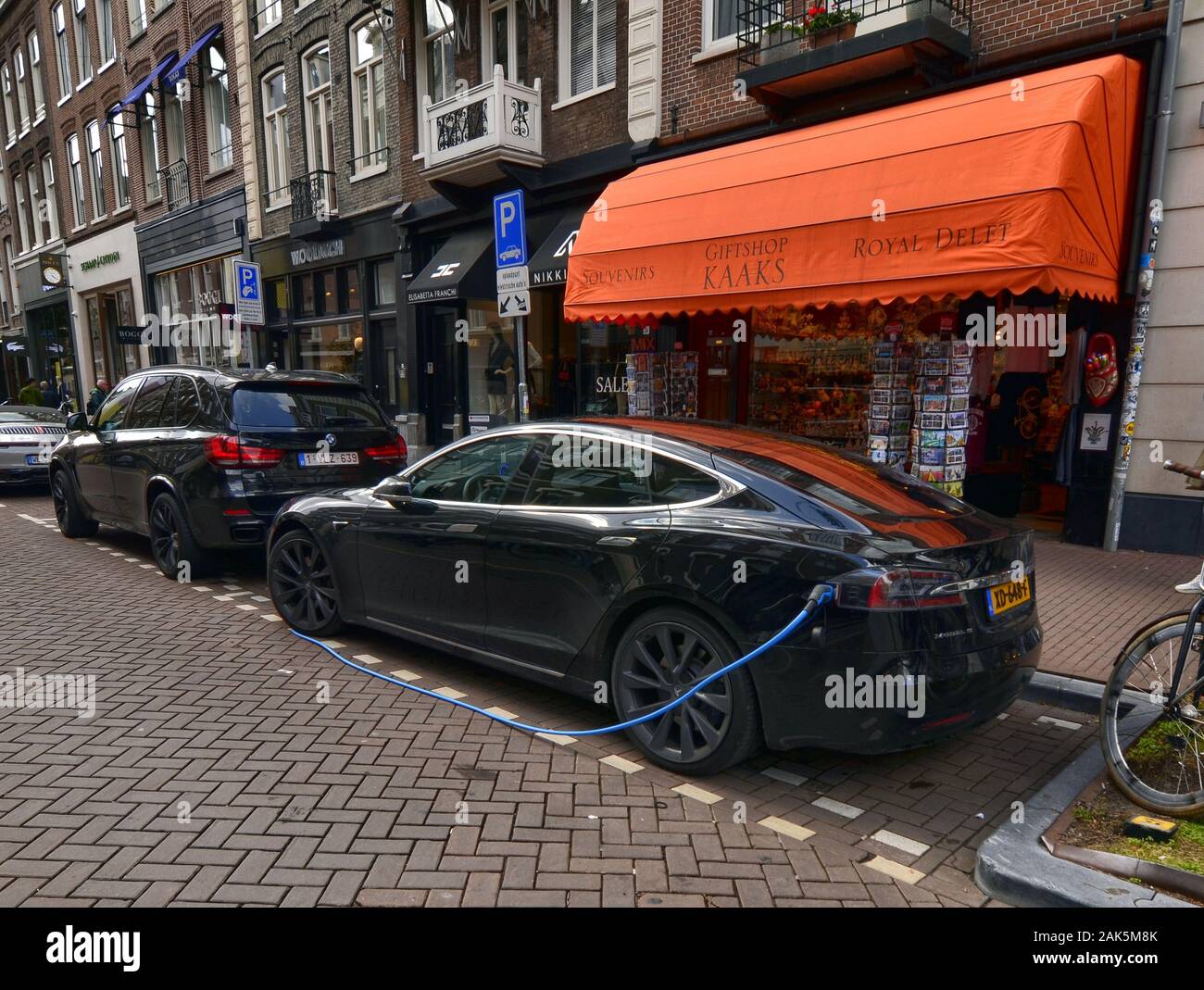 Amsterdam, the Netherlands, August 2019. An electric car from the ...