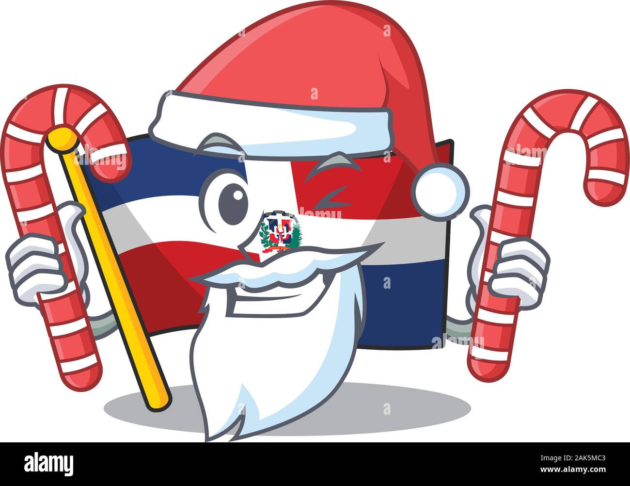 Flag dominican republic Cartoon character in Santa costume with candy ...