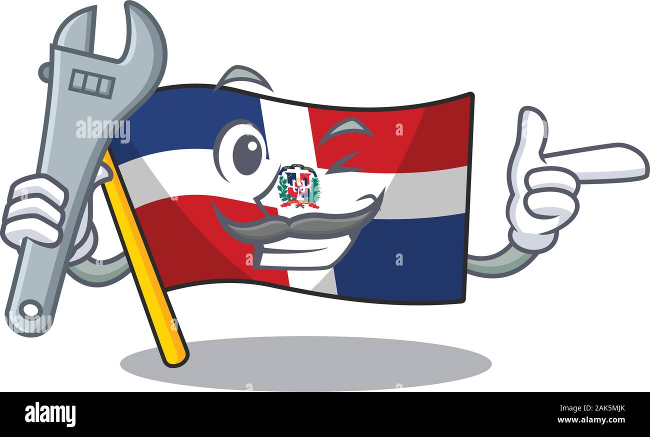 Smart Mechanic flag dominican republic cartoon character design Stock ...