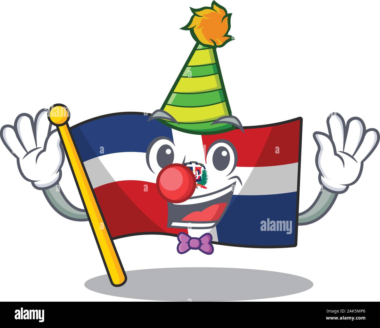 Funny Clown flag dominican republic cartoon character mascot design ...