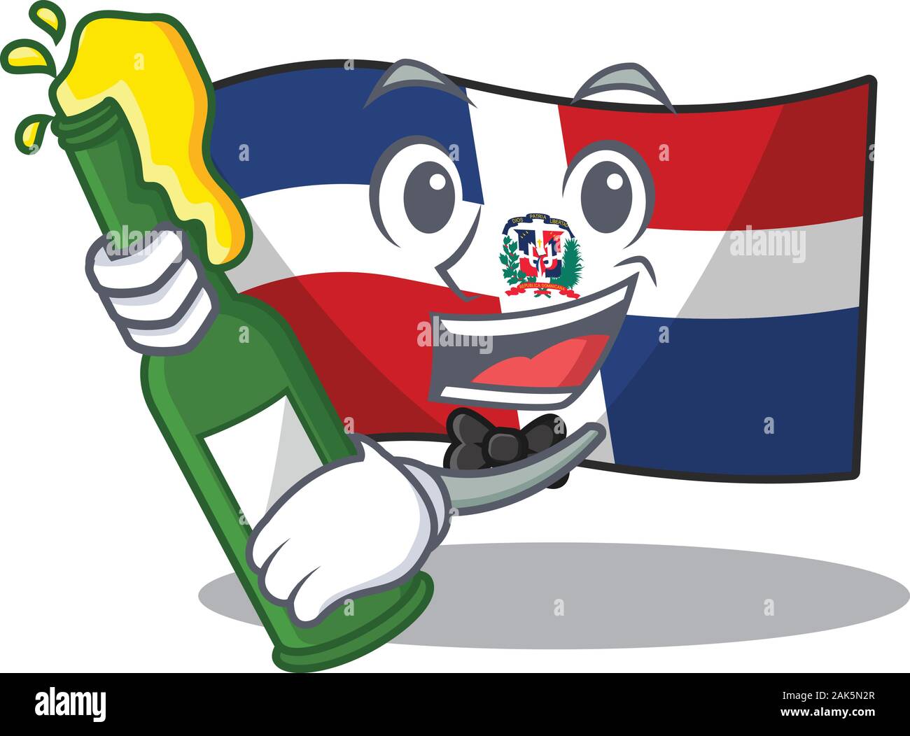 mascot cartoon design of flag dominican republic with bottle of beer ...