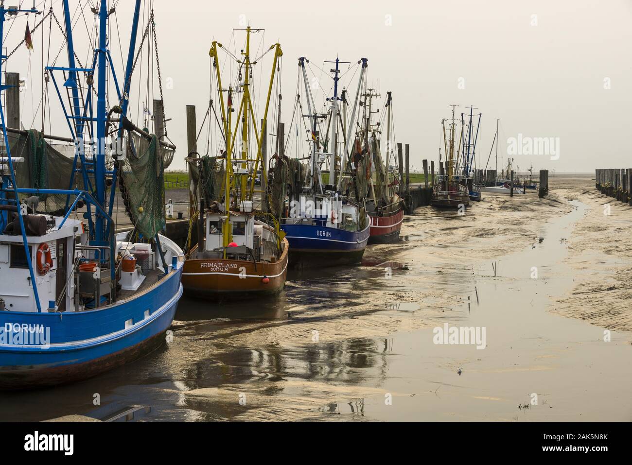 Dorum-Neufeld: Fischkutter bei Ebbe im Hafen, Elbe und Weser | usage ...