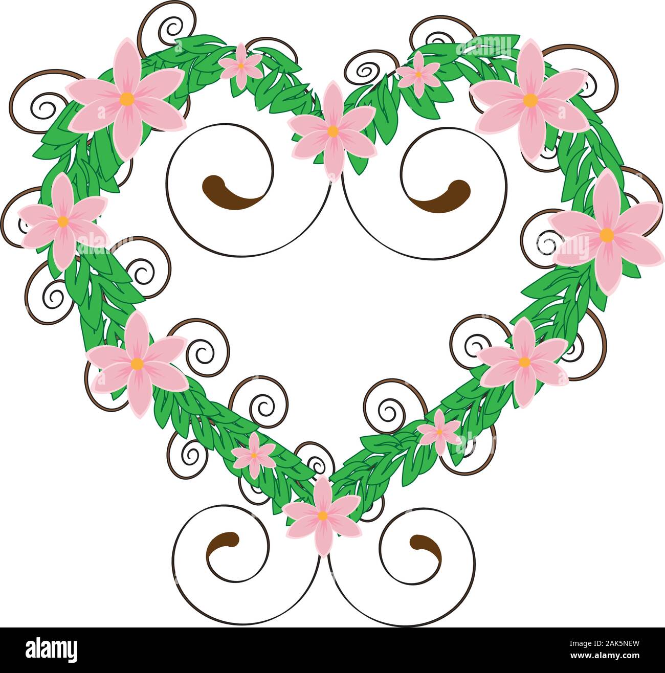 hart shaped flourish frame with pink flowers Stock Vector Image & Art ...