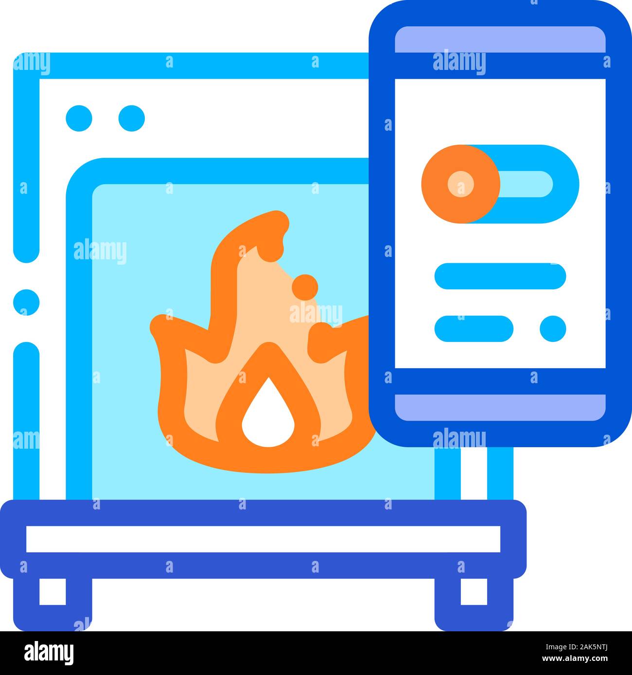 Fireplace Smartpone App Heating Equipment Vector Stock Vector Image ...