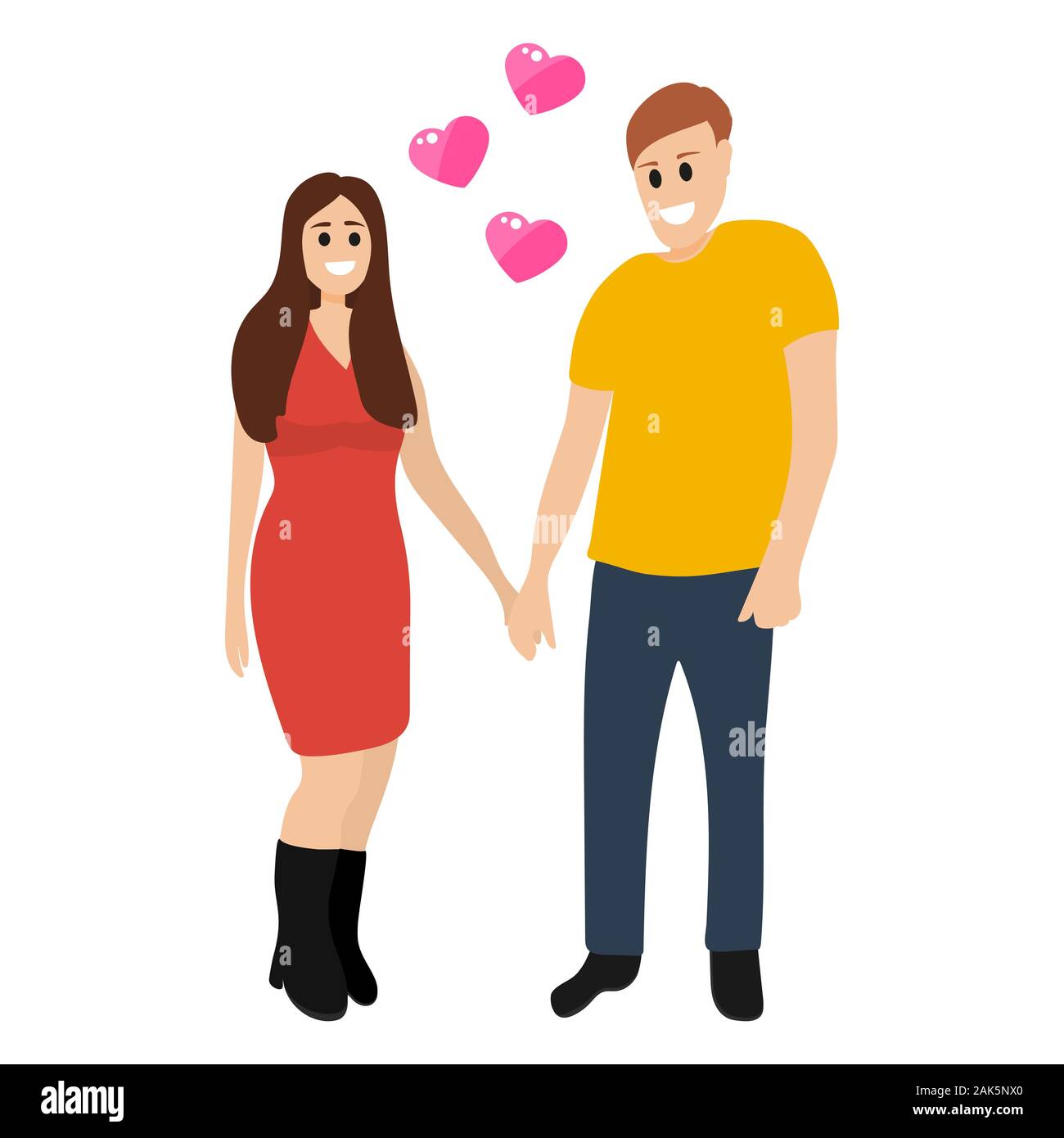 Happy couple hugs. Cartoon man and woman isolated on white Stock Vector ...