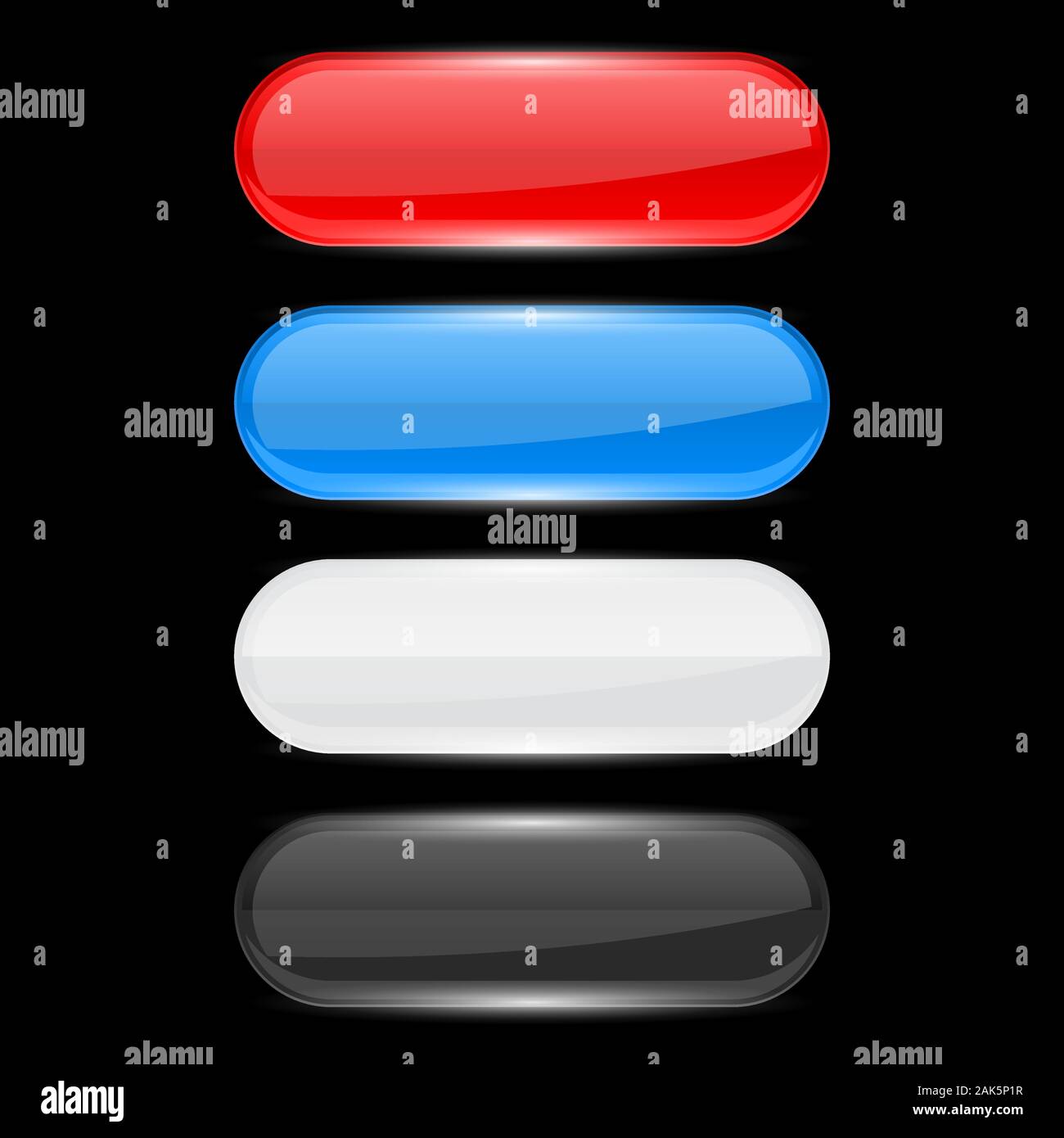 Web buttons. Colored shiny oval icons on black background Stock Vector ...