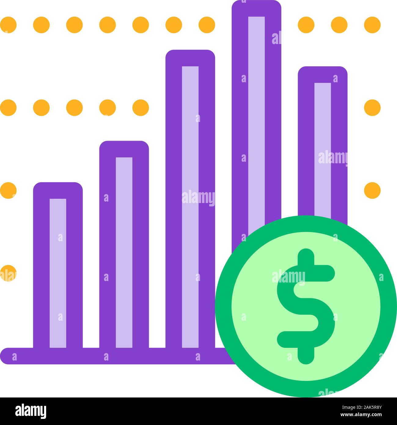 Financial Graph Chart And Coin Dollar Vector Icon Stock Vector Image ...
