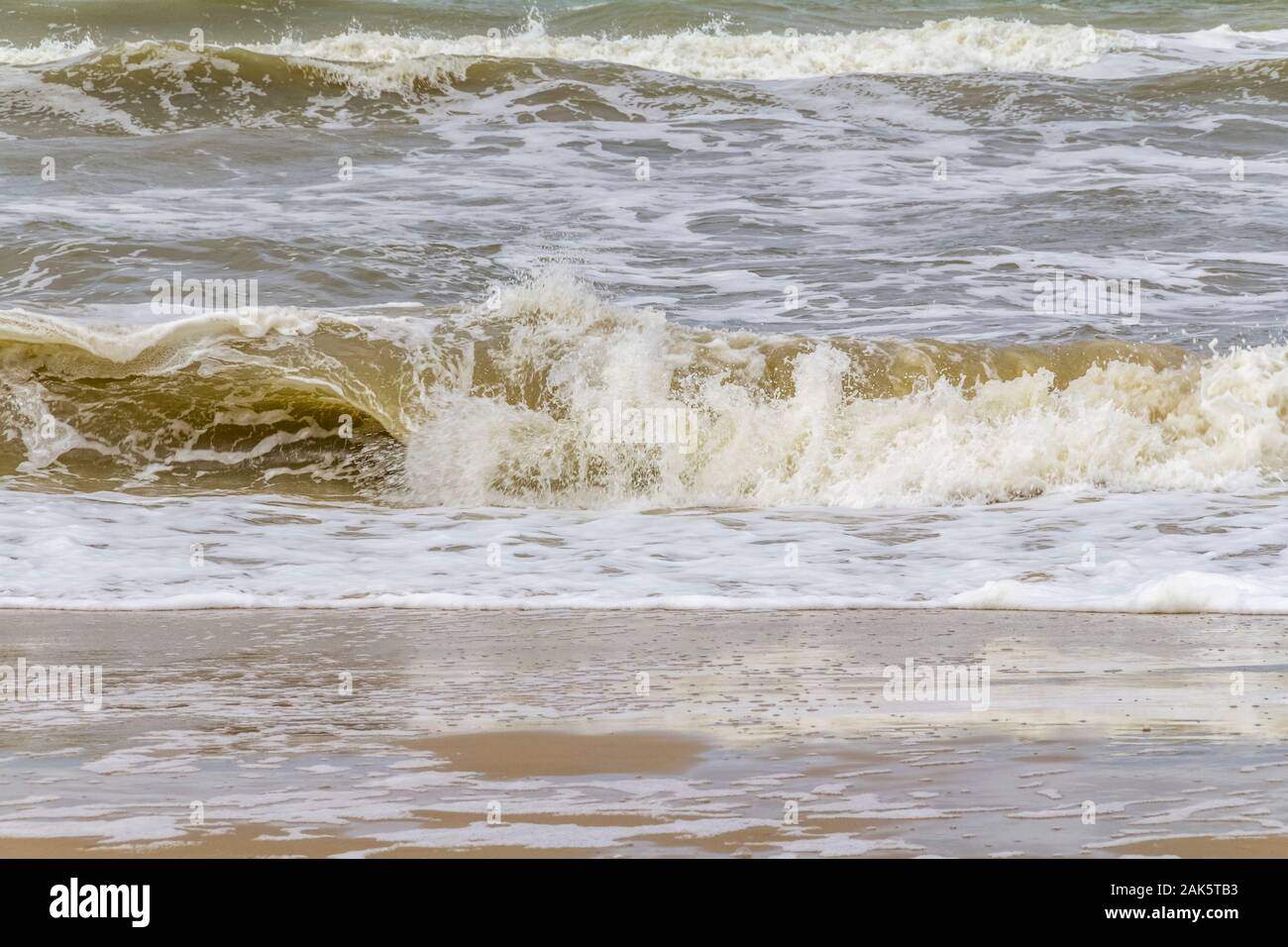 full frame riparian coastal surf scenery seen in Northern Germany Stock ...
