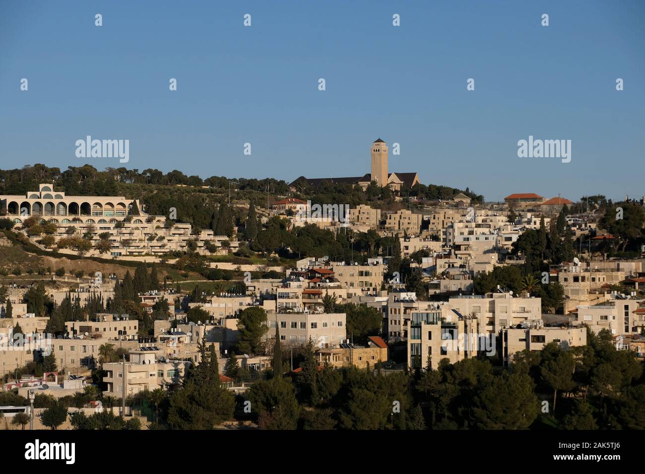View of Augusta Victoria Compound a church-hospital complex and the ...