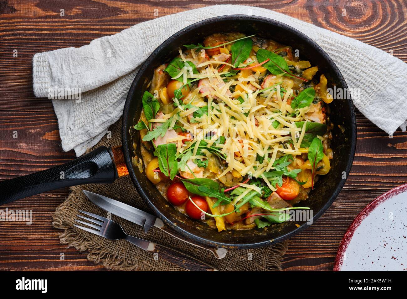 Top view of beef and vegetables stir fry Stock Photo - Alamy