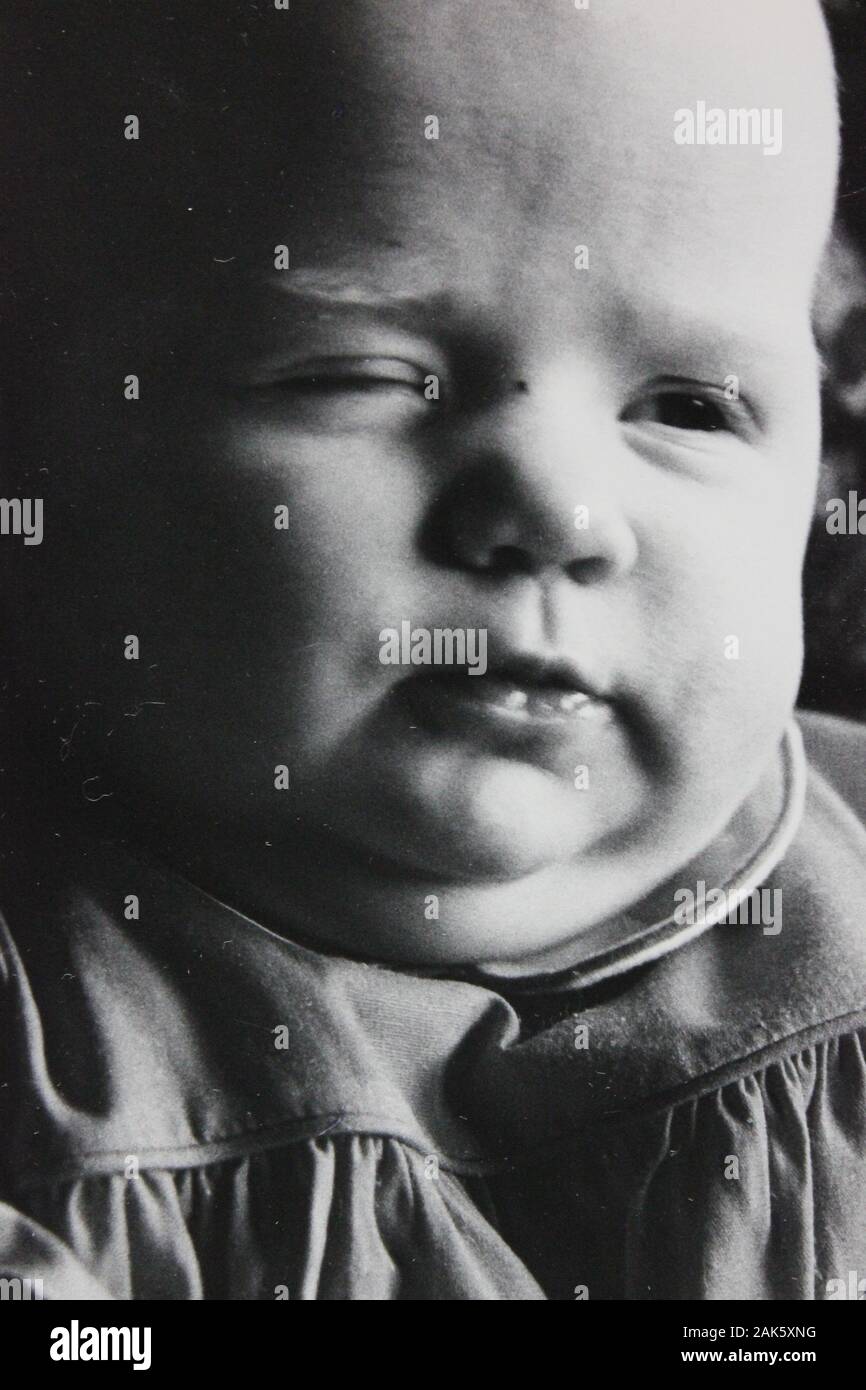 Fine 1970s black and white vintage photography of a baby showing ...