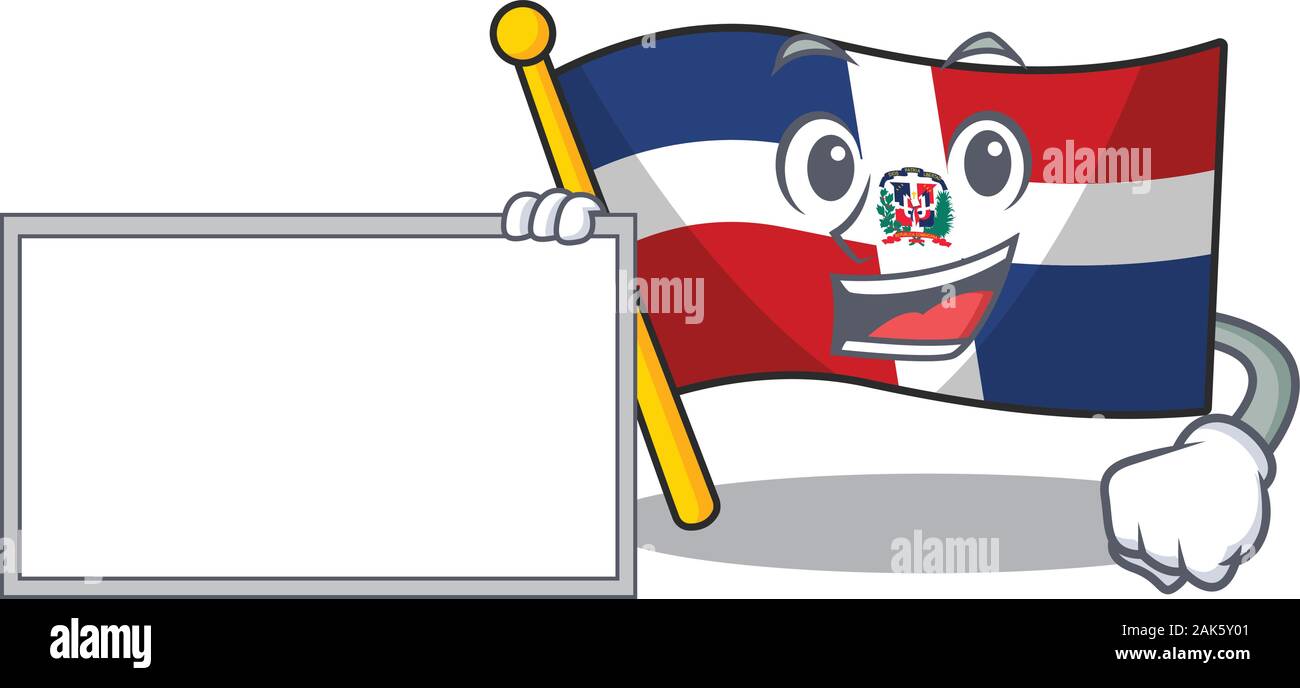 Funny flag dominican republic cartoon character design style with board ...