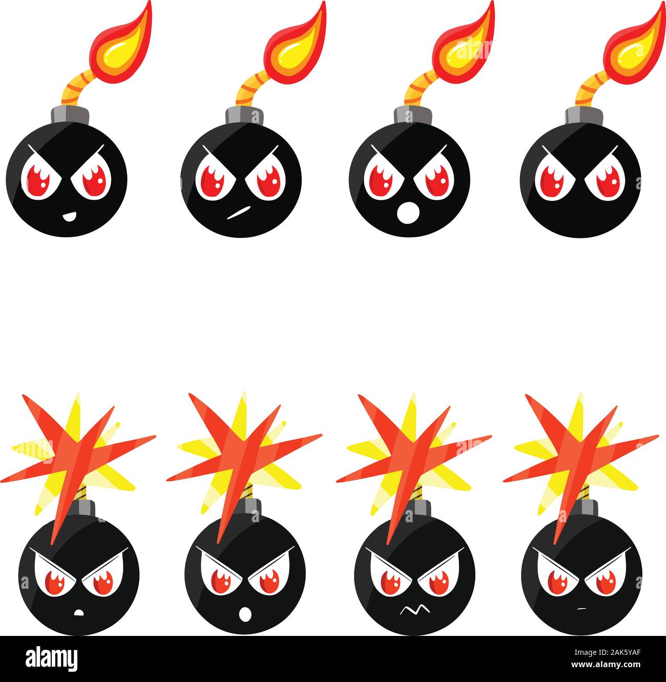 Collection of Cartoon Bombs and War Missiles And Explosions Vector ...