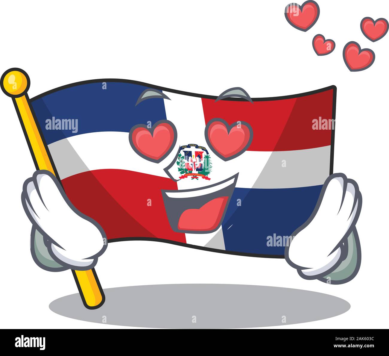 falling in love cute flag dominican republic cartoon character design ...
