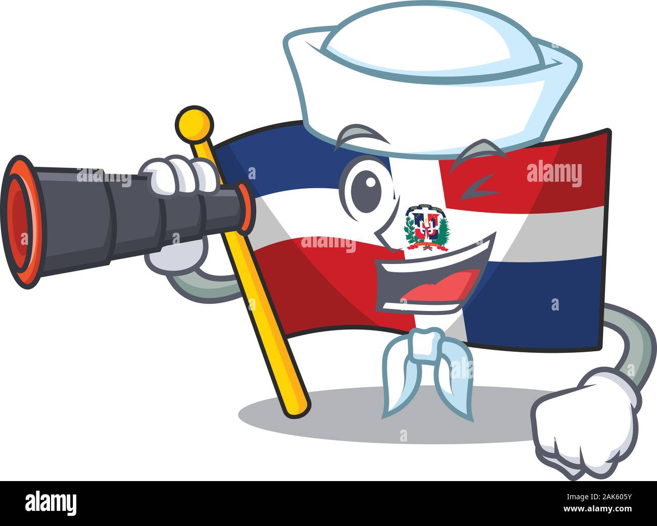 Flag dominican republic cartoon happy Sailor style with binocular Stock ...