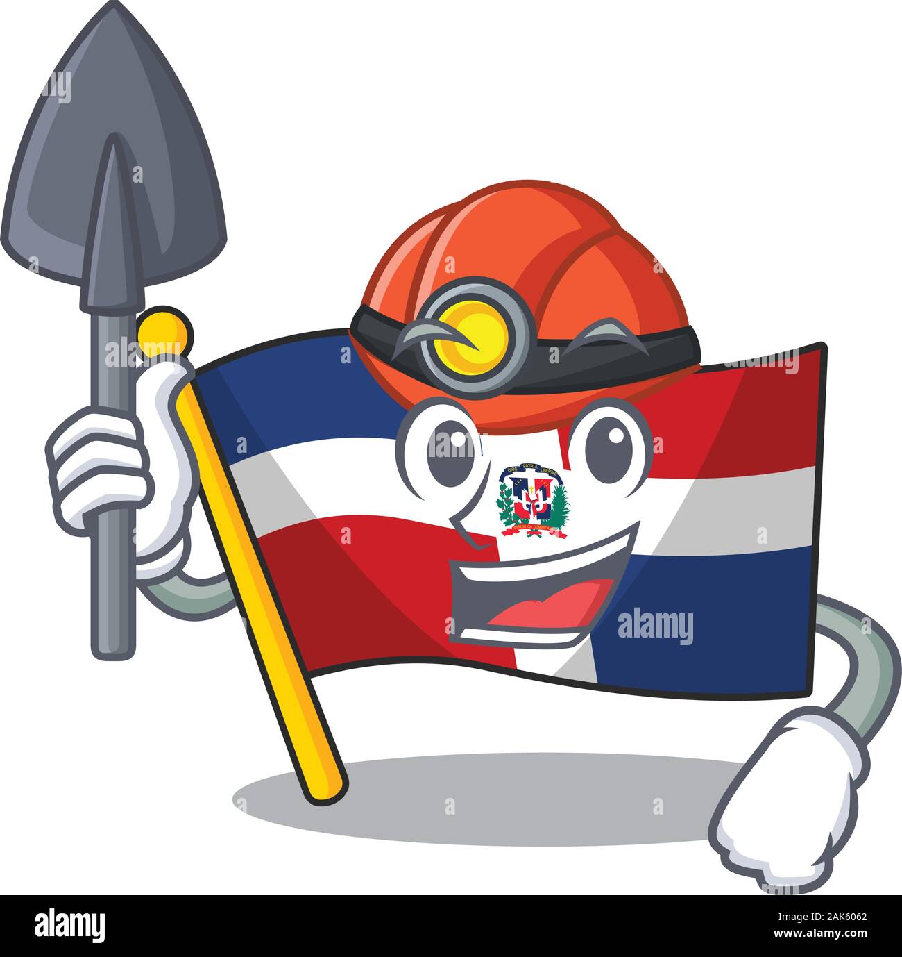 Cool clever Miner flag dominican republic cartoon character design ...