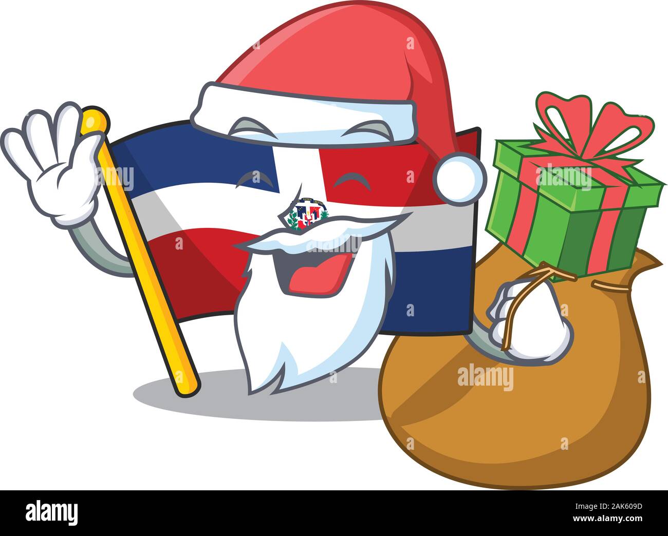 Santa flag dominican republic Cartoon character design having box of ...