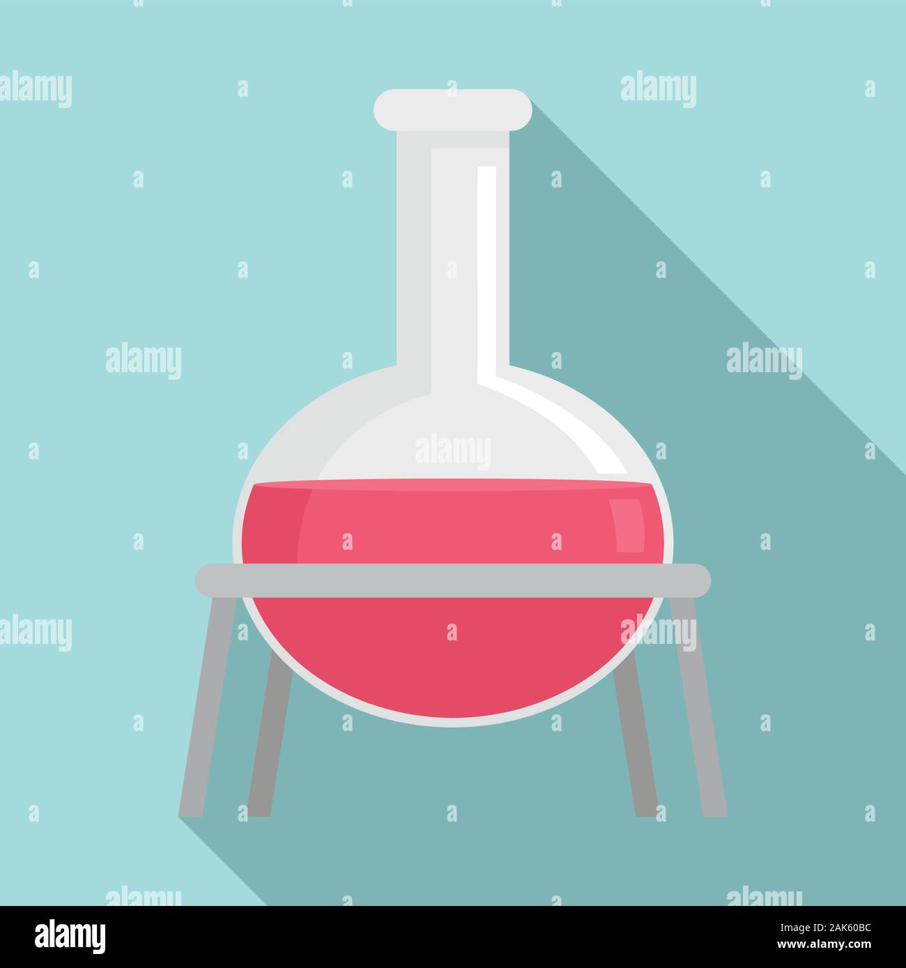 Flask on metal stand icon. Flat illustration of flask on metal stand ...