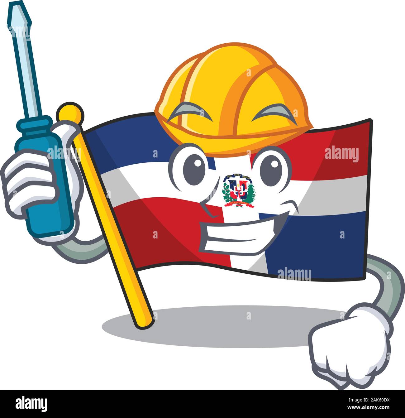 Cool automotive flag dominican republic in cartoon character style ...