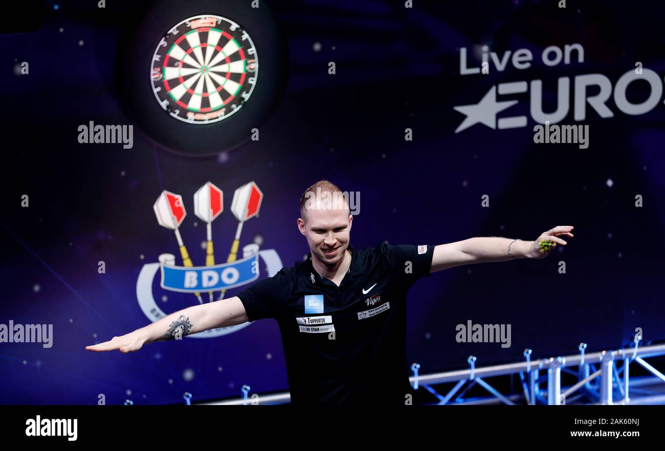 Dennie Olde Kalter celebrates winning during day four of the BDO World ...